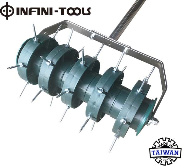 Manual Rolling Lawn Aerator 18-inch Garden Yard Rotary Push Tine Heavy ...