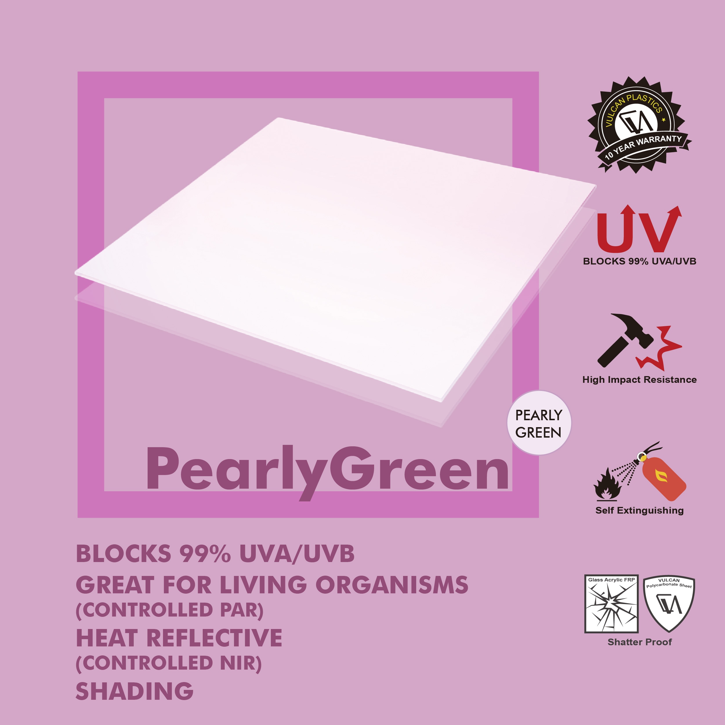 VULCAN Pearly Green SOLID FLAT Polycarbonate Sheet | Taiwantrade