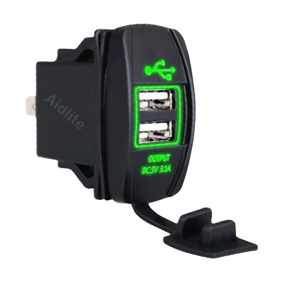 Rocker Switch Style 2 Port USB Charger w/LED Display for Pickup Truck ...