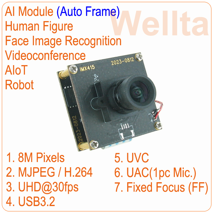 AI USB Camera Module, 8M, FF(Fixed Focus) | Taiwantrade