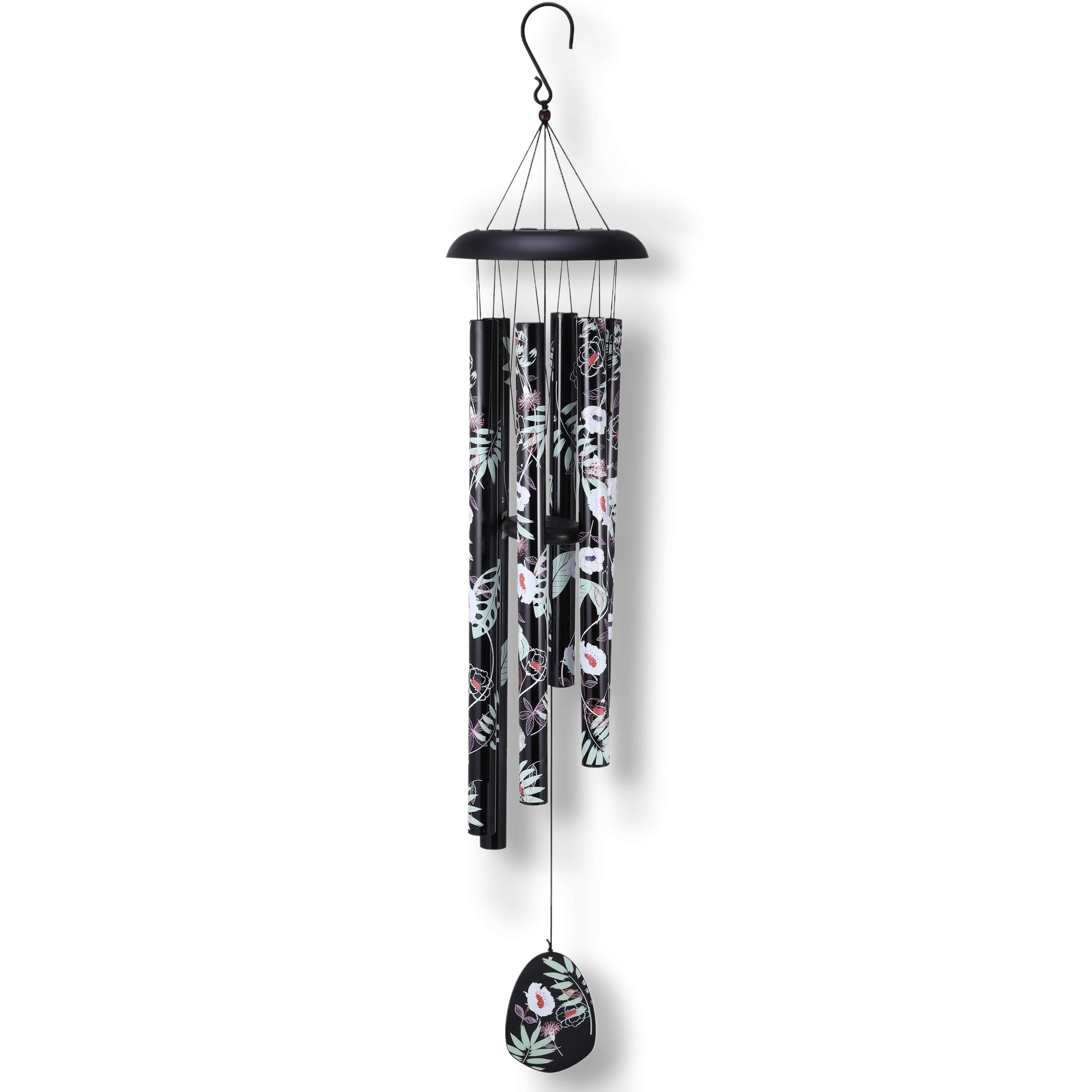 48" Floral Pattern Black Wind Chime ｜ Unique Wind Chime ｜ Tuned Wind ...