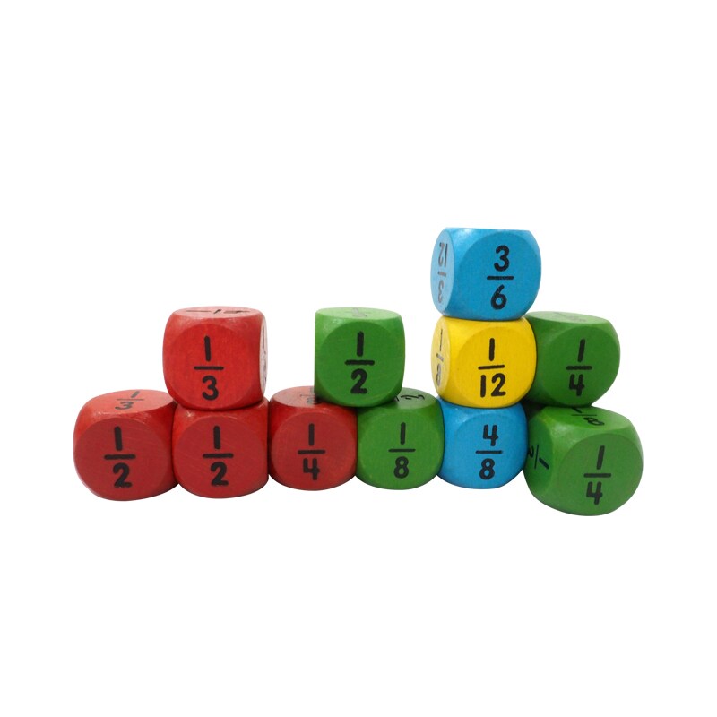 25mm round mathematics fraction wooden dice | Taiwantrade