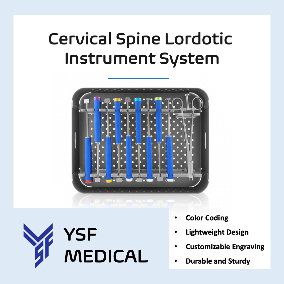 YSF MEDICAL Cervical Spine Lordotic Instrument System with Case, Trials ...