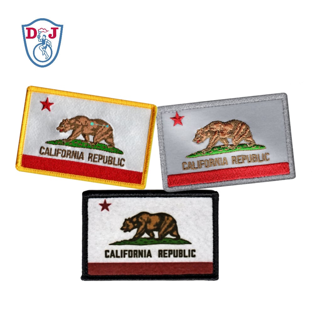 Recycled Satin Patch Embroidered Patch California Republic Flag Patch ...