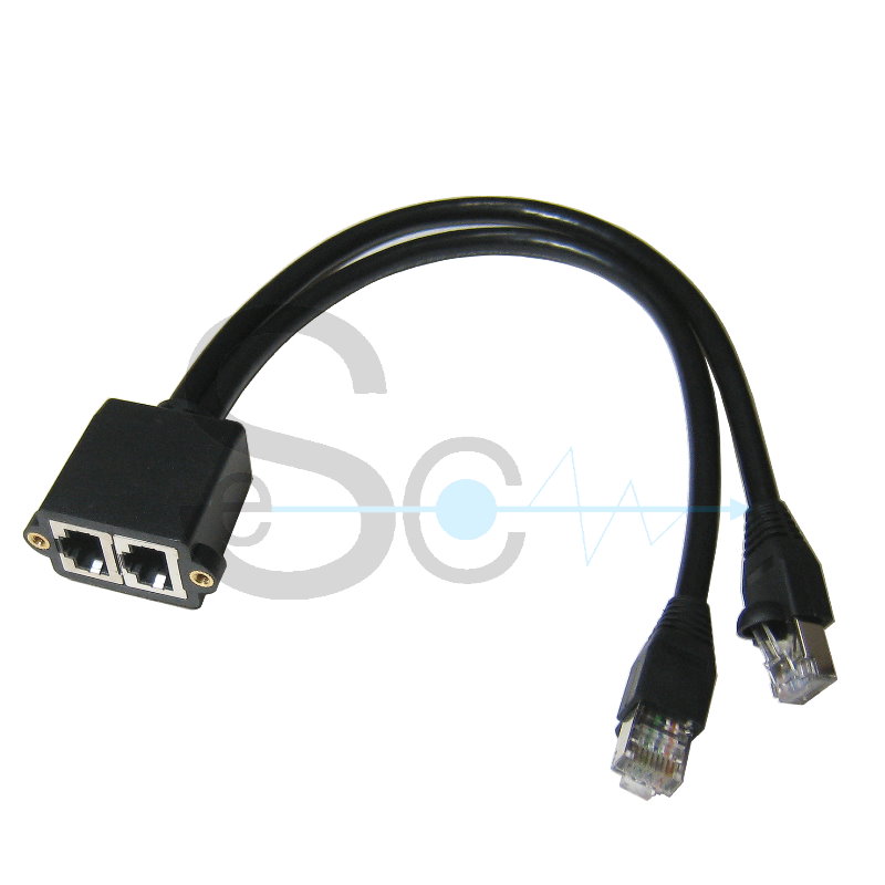 LAN cable RJ45 8P8C Receptacle Dual Stacked Locking Type to RJ45 8P8C ...