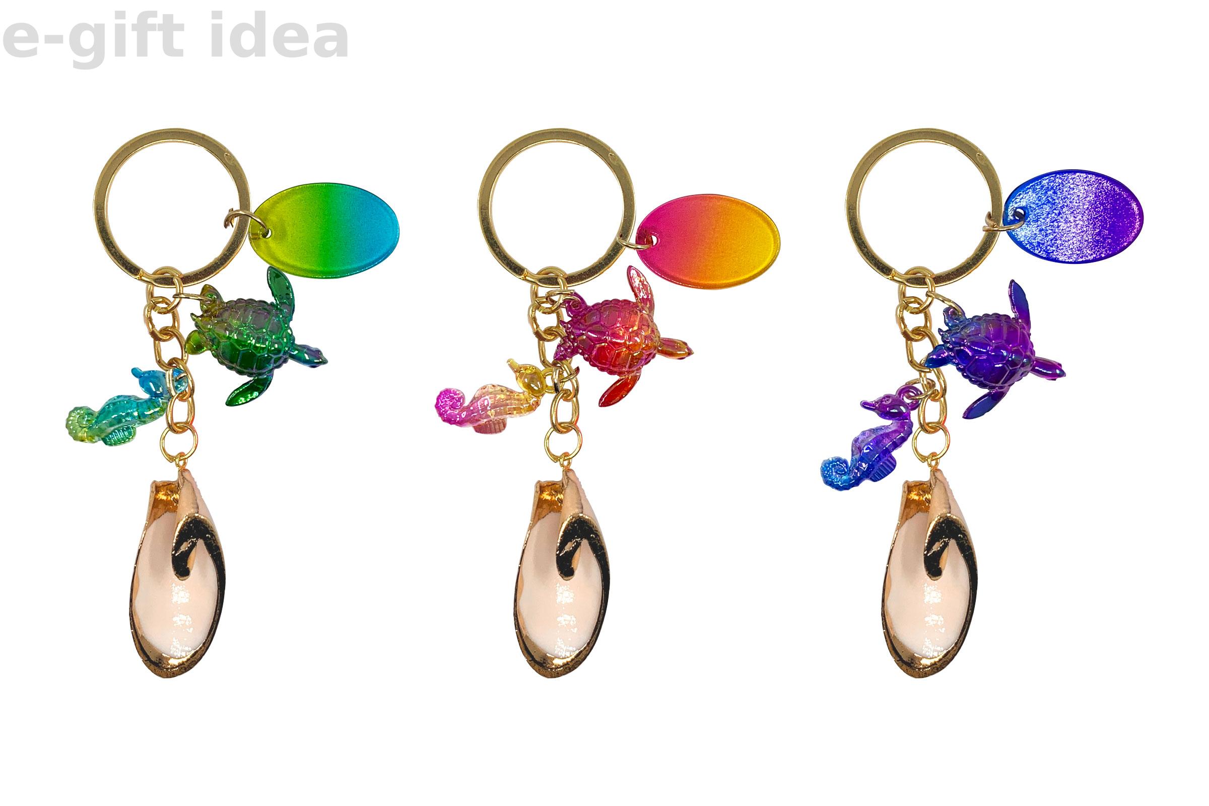 Sea Turtle Gold Sea Shell, Seahorse Keychain | Taiwantrade
