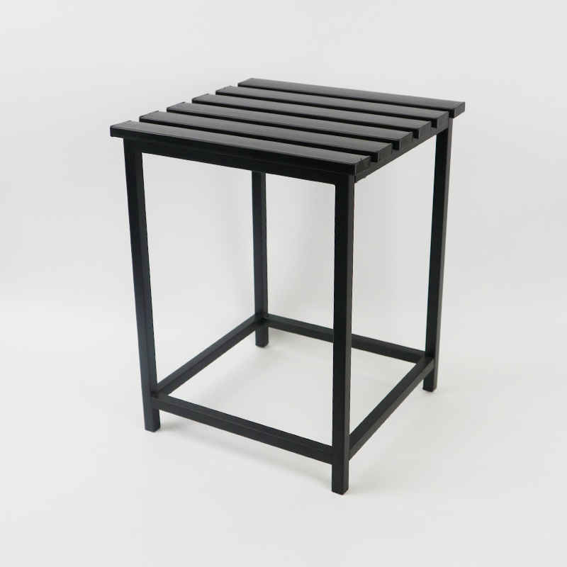 Black Metal Slatted Single Stool for Bathroom | Taiwantrade