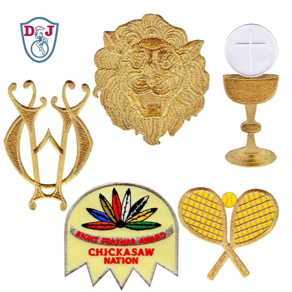 Customized Logo Embroidery Gold Silver Wire Shiny Patches | Taiwantrade