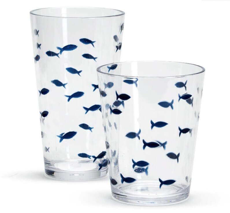 Drinkingware - Blue Fish Acrylic Drinking Glasses , Reusable Plastic ...