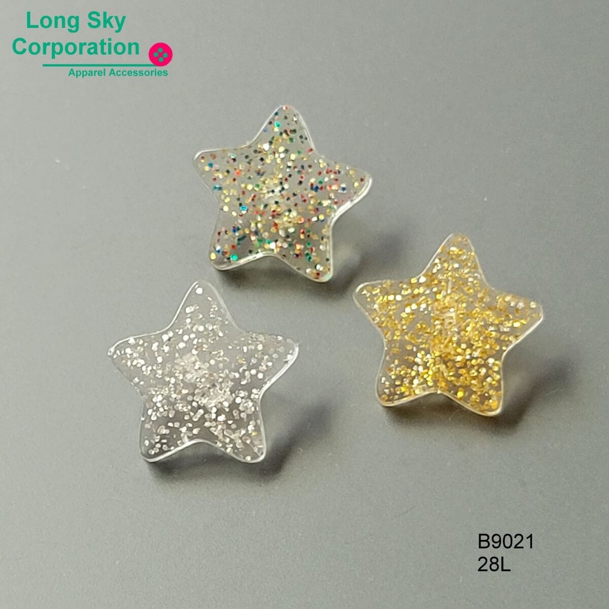 Star glitter button for DIY craft (B9021/28L) | Taiwantrade