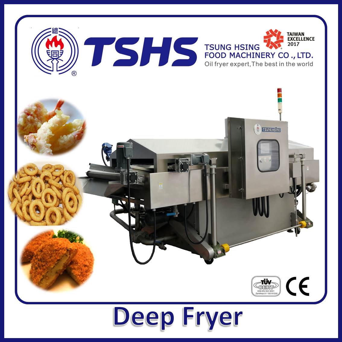 Industrial Continuous Stainless Steel Gralic Gas Deep Fryer Machine ...