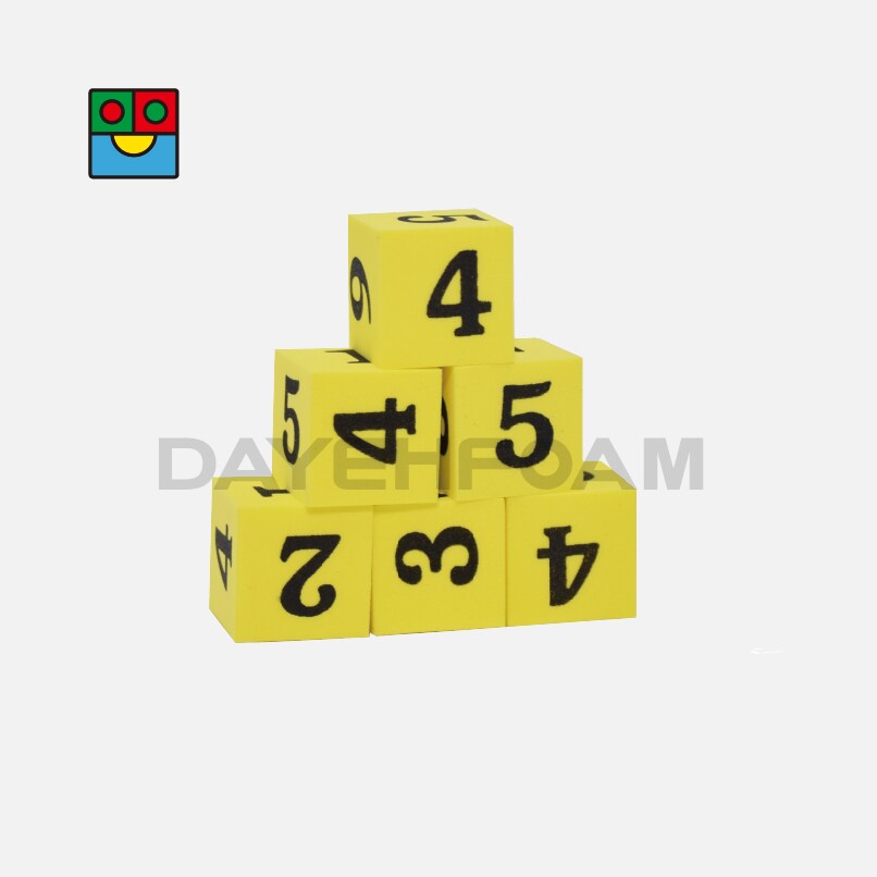 EVA Foam Dice, 2cm x 2cm x 2cm ,Yellow, Numbers 1-6 | Taiwantrade
