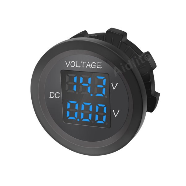 Vehicle LED Digital Display Voltmeter Dual Battery Monitor Gauge 12V ...