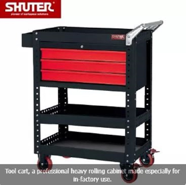 TOOL CART WITH 3 SHELVES & 3 DRAWERS, HEIGHT 1,070 MM | Taiwantrade