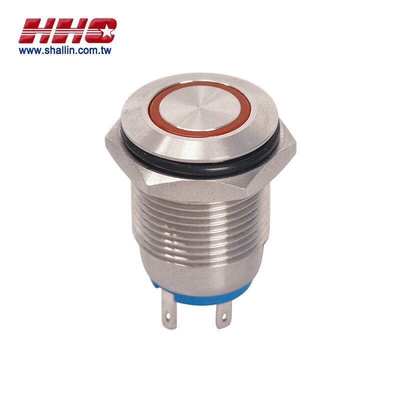 2P illuminated metal pushbutton switch W/LED, 36V 2A(SPST) off-(on ...