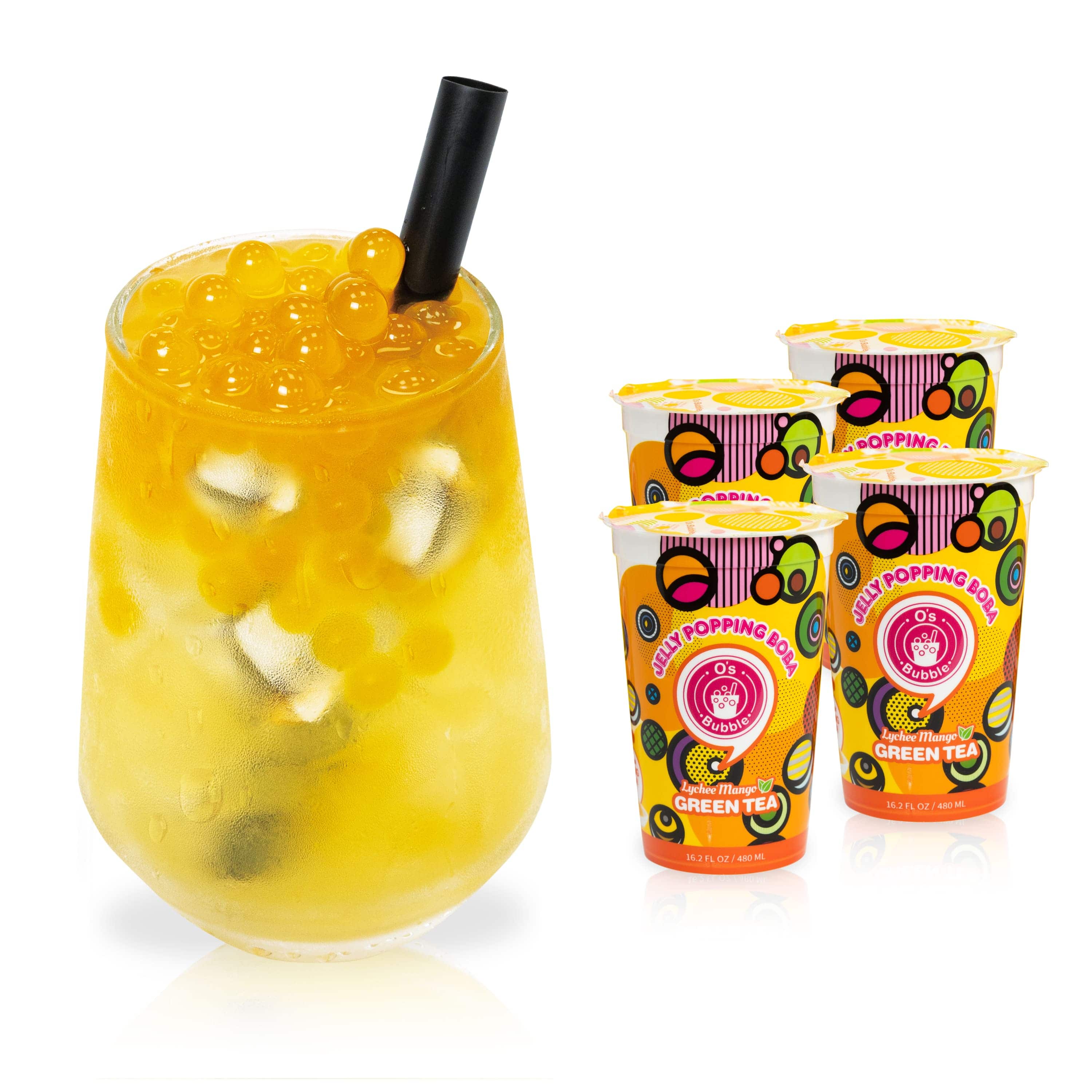 Jelly Popping Boba Drink – Lychee Mango Green Tea with Jelly Popping ...