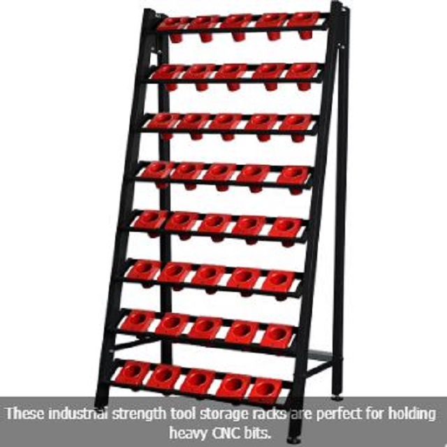 STURDY SINGLE CNC TOOL HOLDER RACK WITH 8 TOOL-AND-BIT STORAGE BENCHES ...