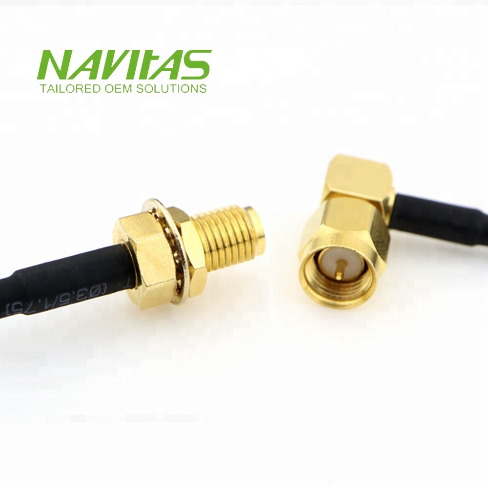 SMA Male/Female Right Angled Connector Custom Made Coaxial RG174/U 26AWG Cable assembly ...