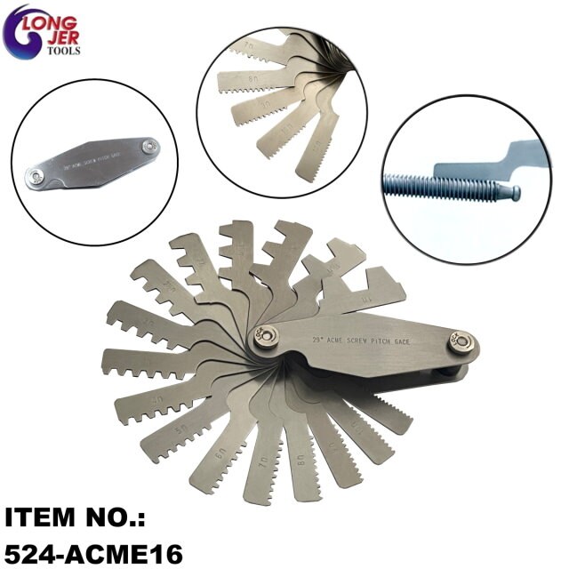 16pcs Set 29 Degree ACME Screw Pitch Gauge for Measuring Tools ...