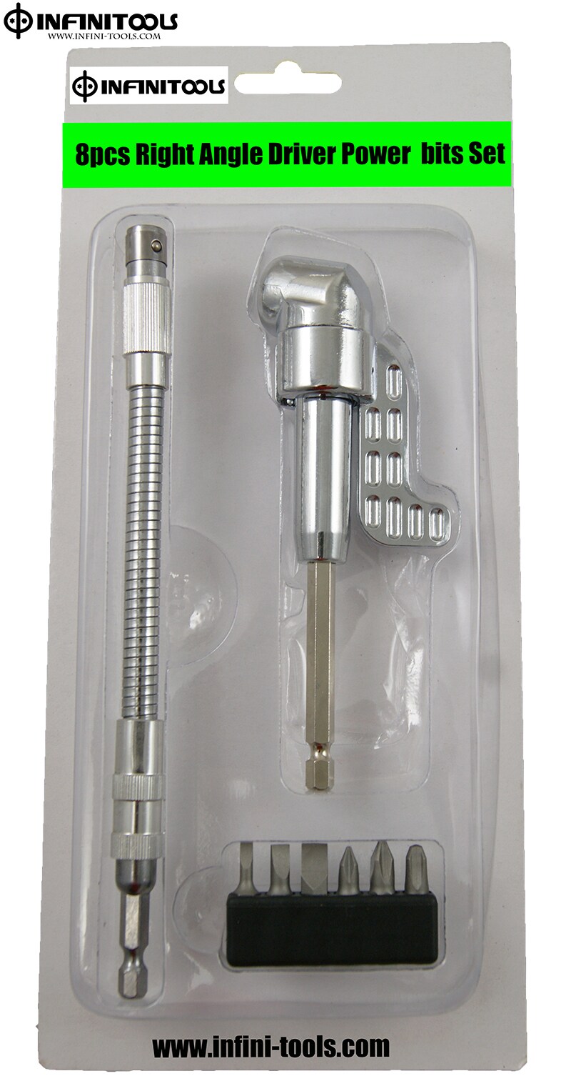 8-piece Right Angle Attachment, 1/4" Hex Screw Driver Holder 105 ...