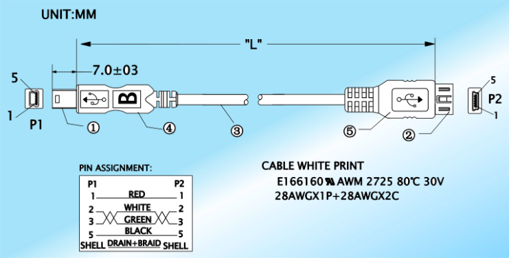 Mini USB Cable M-F-連莊興業有限公司