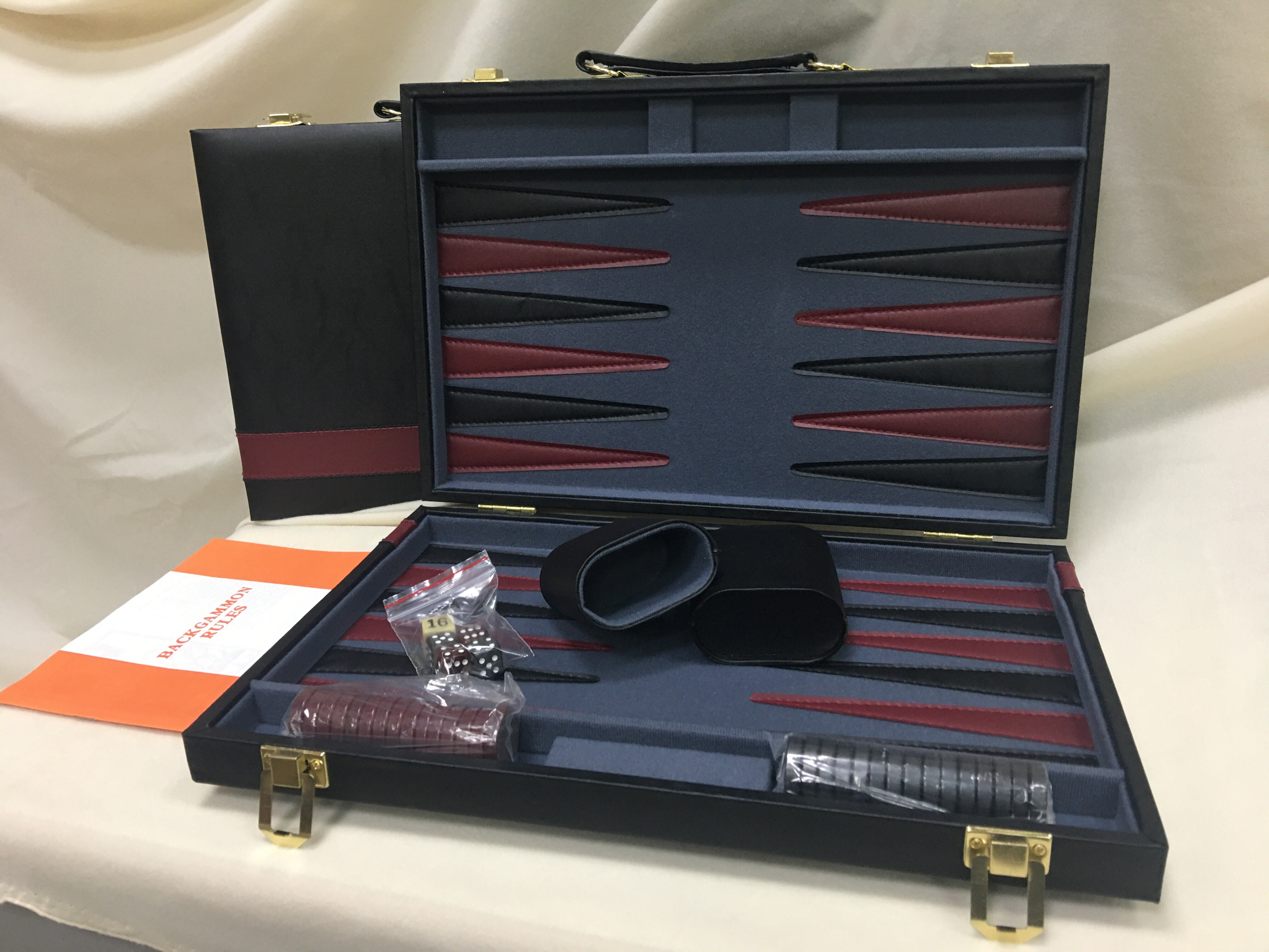 Sun Flair Backgammon Set Leatherette 15 inch, Folding Classic Board Game | Taiwantrade