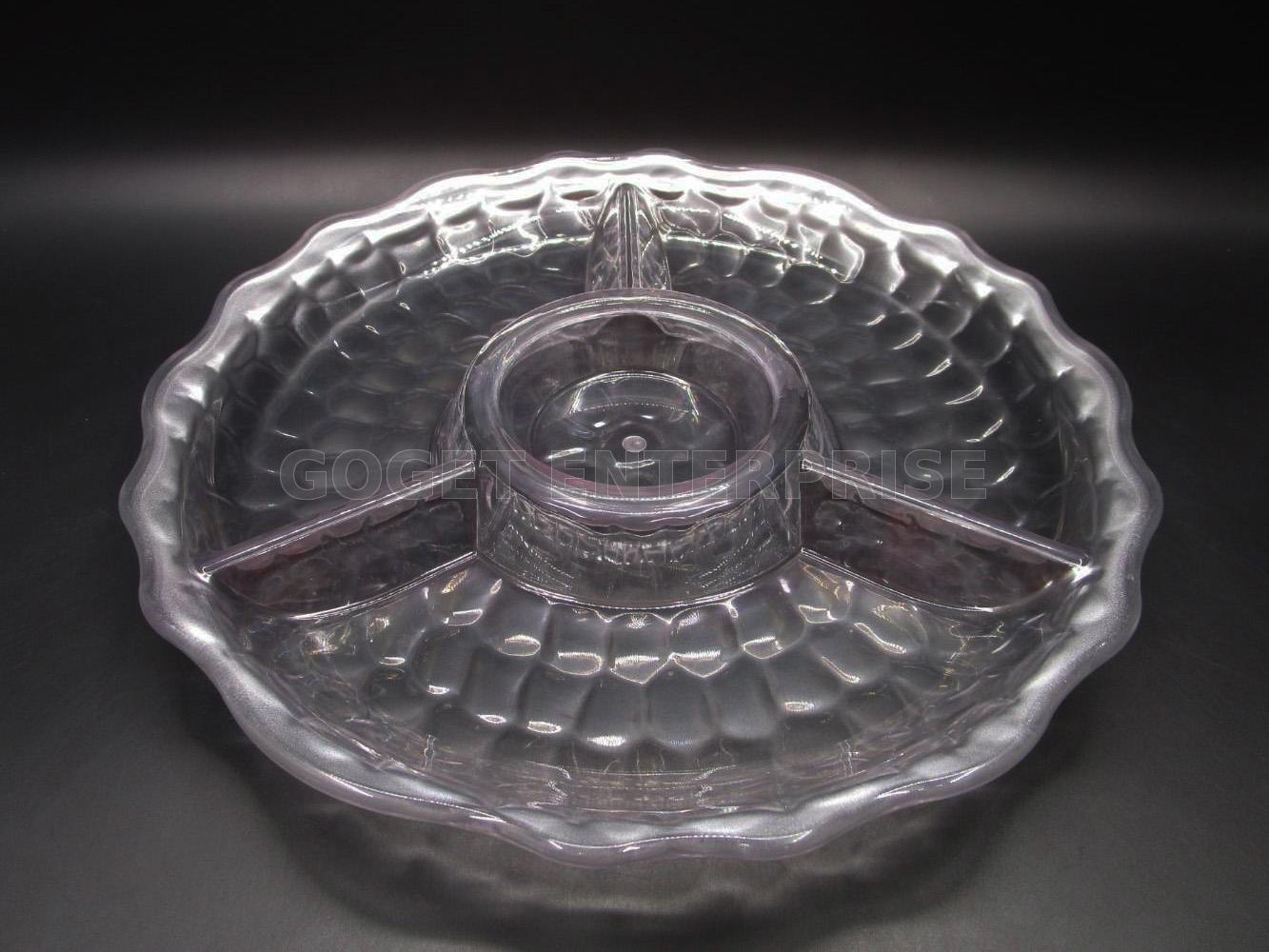 Acrylic 3 Section Cold Chip & Dip Salad Snack Dessert Bowl Dish ...