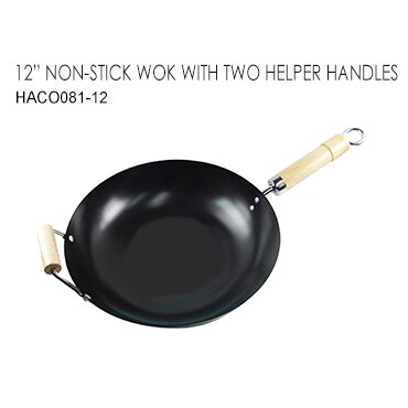 12" NON STICK WOK WITH TWO HELPER HANDLES | Taiwantrade