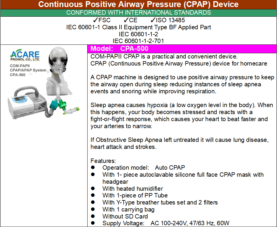 Continuous Positive Airway Pressure (CPAP) | Taiwantrade.com