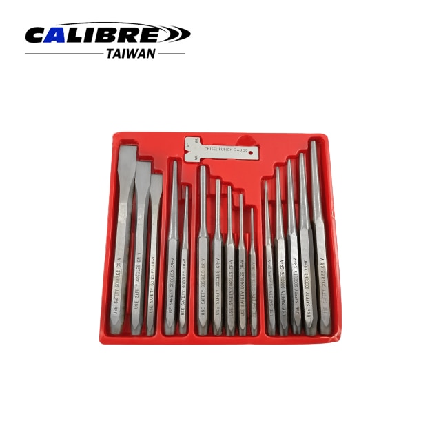 TAIWAN CALIBRE 16pc Mechanics Punch & Chisel Set Pin Tapered Center ...