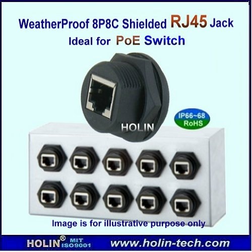 Waterproof Shielded RJ45 Panel Mount Connectors for PoE Switch ...