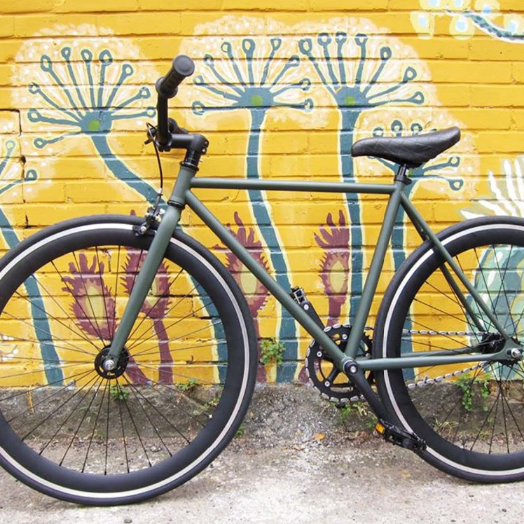 Matte Green Fixed Gear Bicycle with BMX Handlebar | Taiwantrade.com