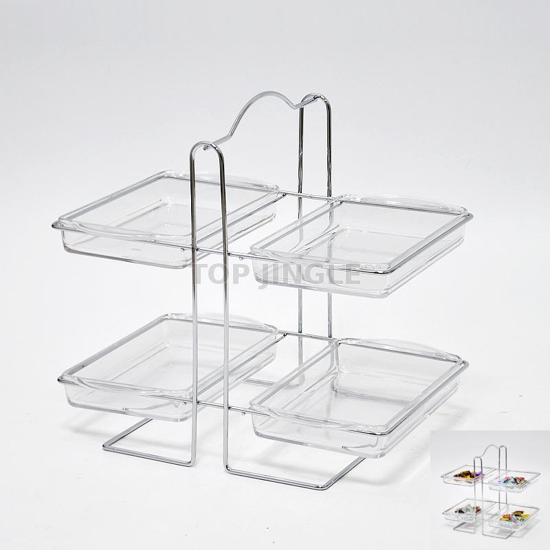 2 TIER SNACK RACK W/4 PCS TRAY | Taiwantrade