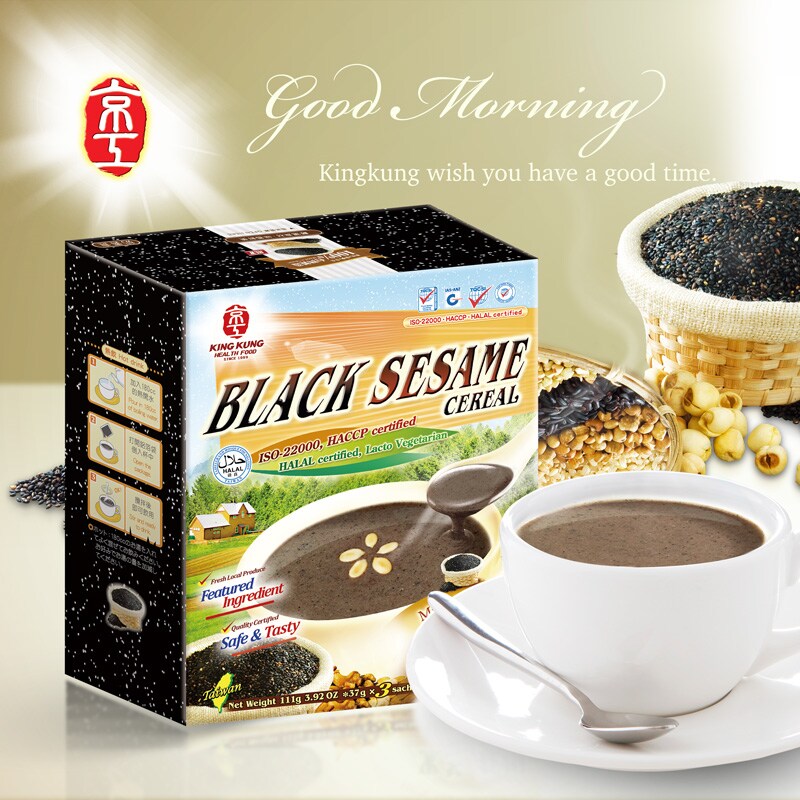 【King Kung】Black Sesame Cereal (37g x 3 packs) | Taiwantrade