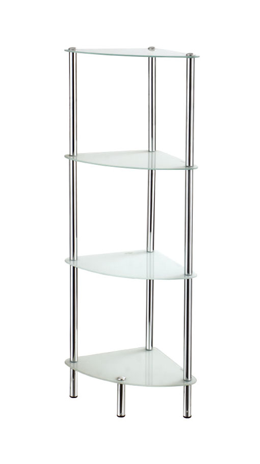 4-Tier Corner Rack / Glass, Glass Shelf Rack, | Taiwantrade