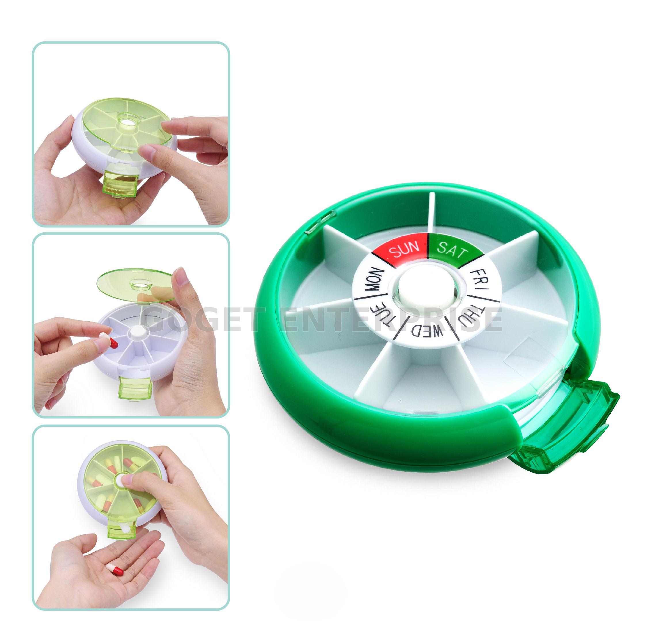 Upgraded Pill Box Round for Travel, Pill Case Organizer 7 Day Weekly ...