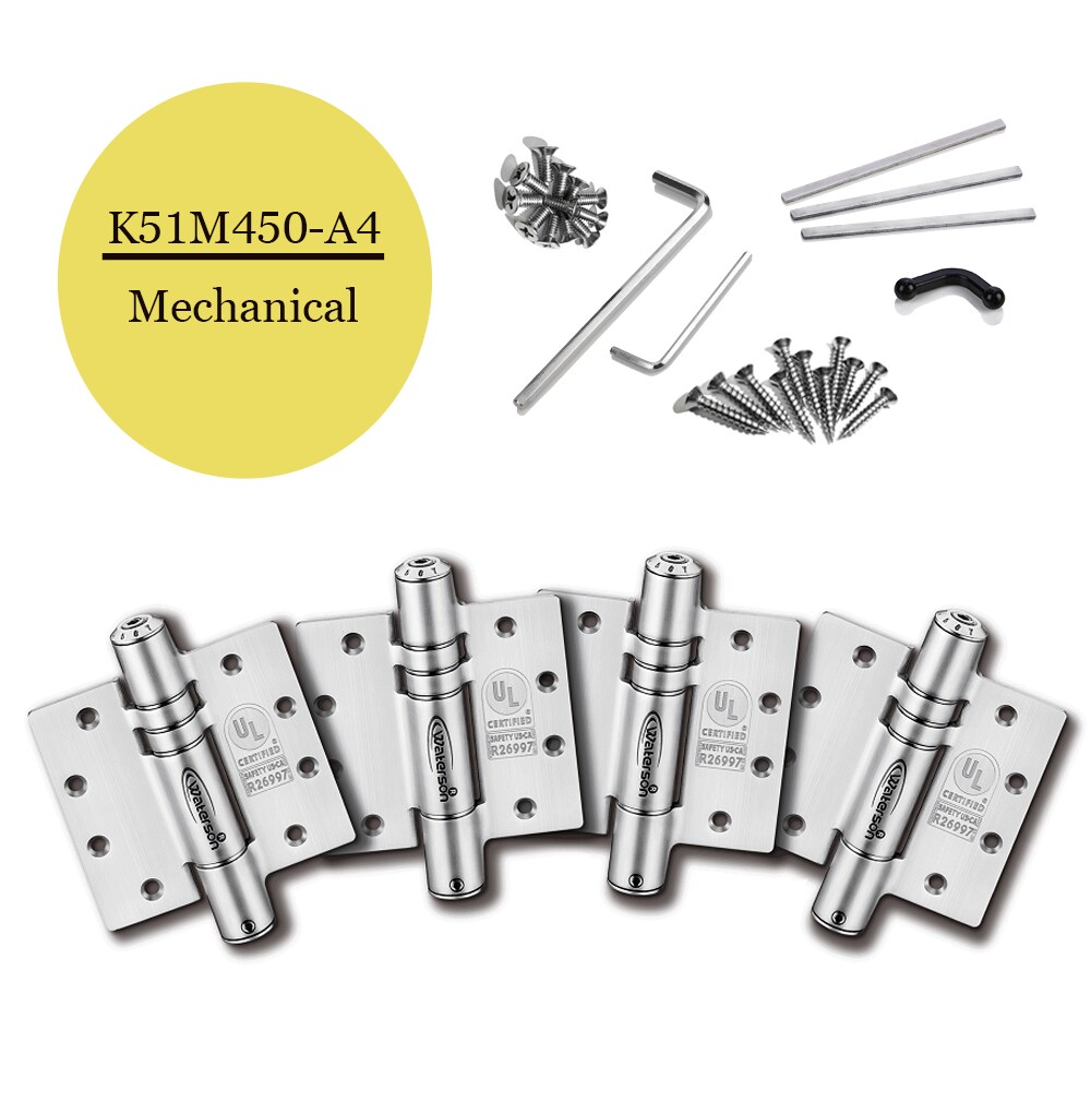 K51M-450-A4-US32D | Full Mortise Mechanical Closer Hinges(4pcs) 4.5"x4 ...