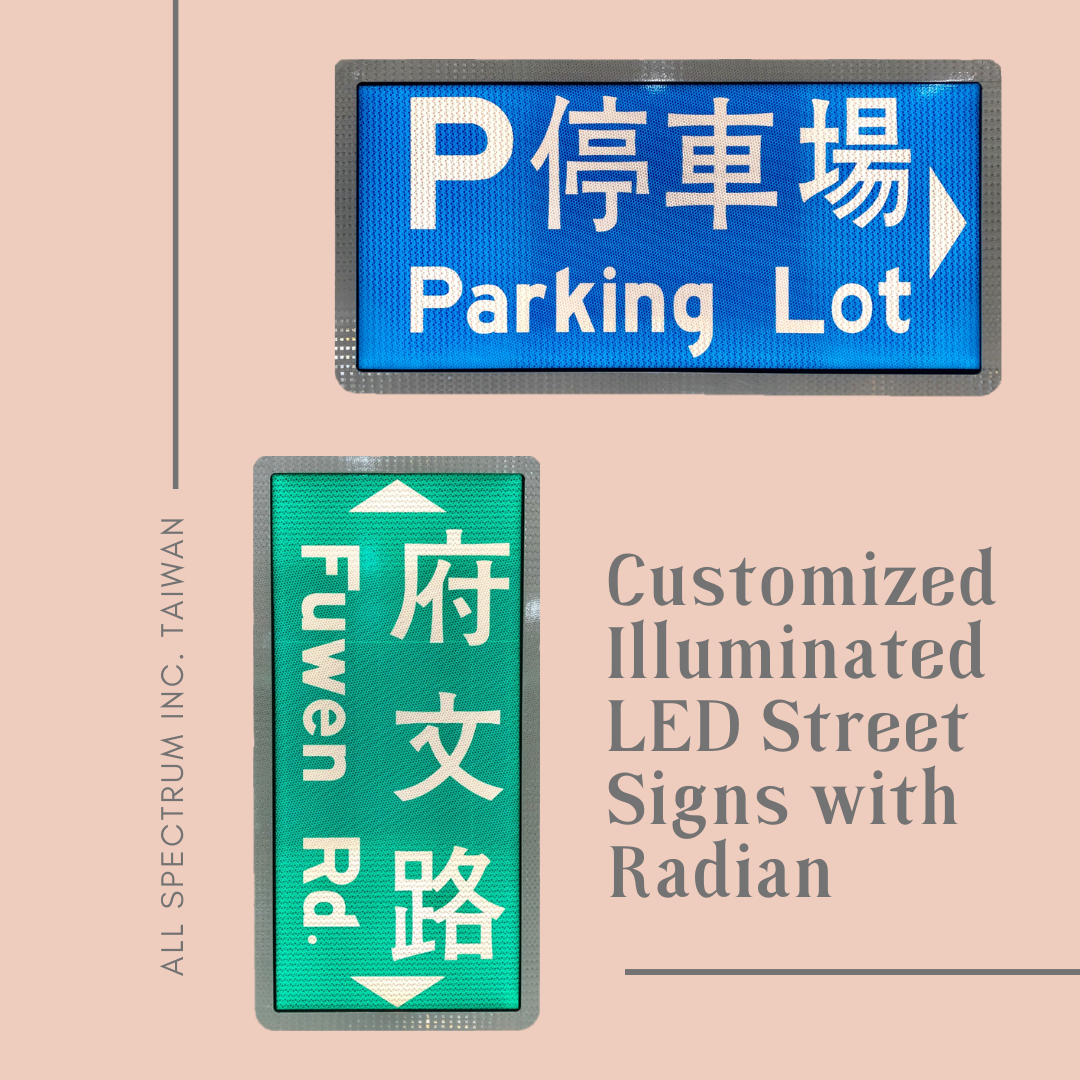 Illuminated LED Street Signs with Radians and entirely covered by ...
