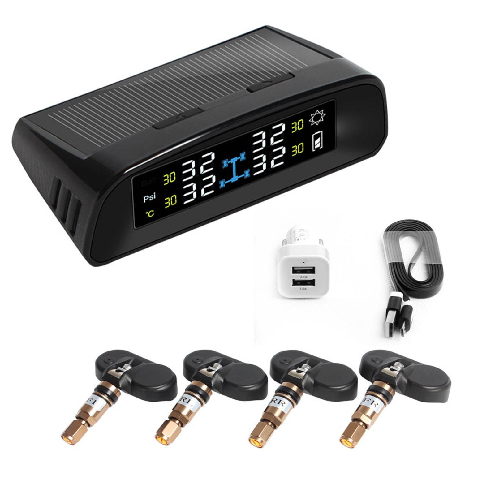 Automotive Wireless TPMS Dual Power Solar Internal Digal Monitor ...