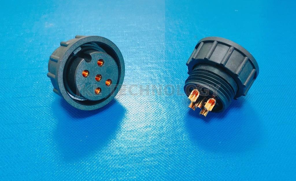 D size 5Pin Female Lock Type Connector for soldering, IP67 | Taiwantrade