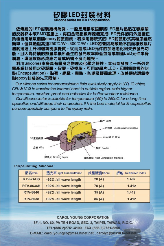 Silicone Series for LED ,IC Encapsulating use | Taiwantrade