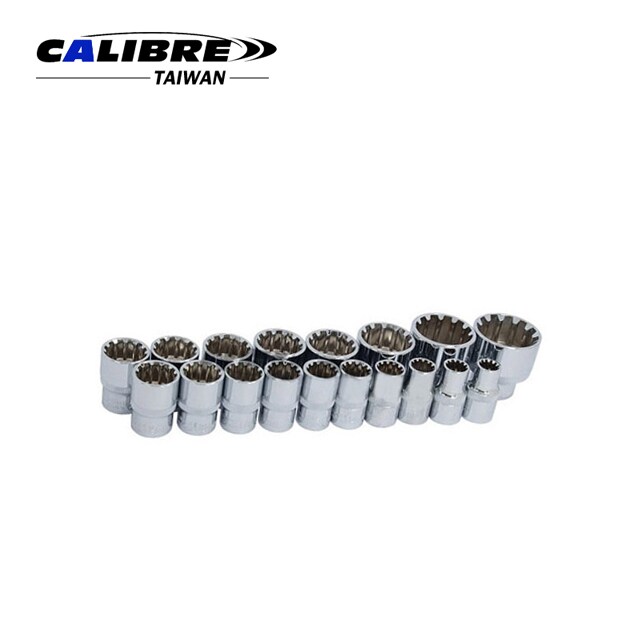 TAIWAN CALIBRE 18pc 1/2" Dr 10-32mm Metric and SAE Multi-Fit Socket Set ...
