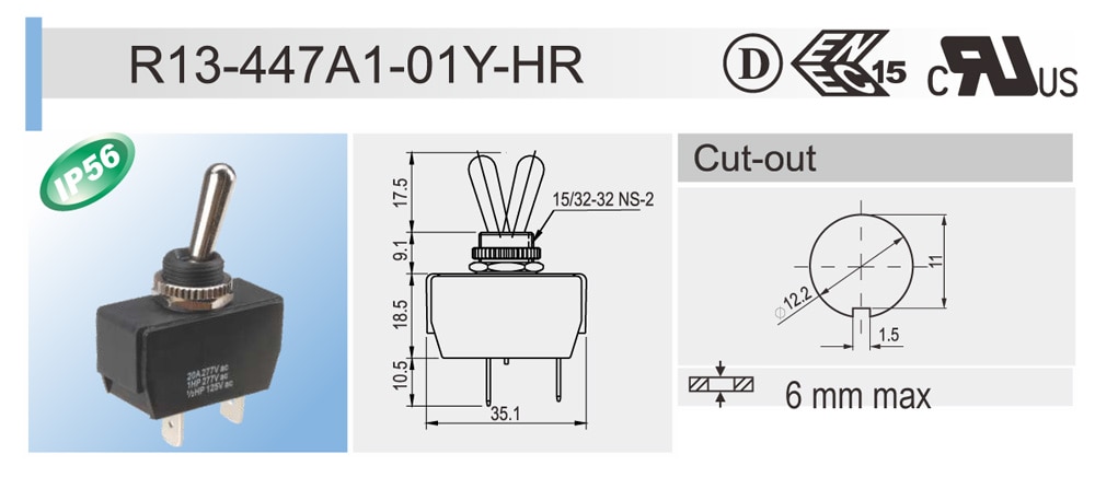 Waterproof Toggle Switch DC SCI R13-447 | SHIN CHIN INDUSTRIAL CO., LTD.