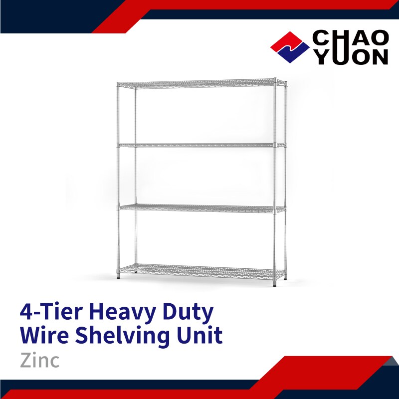 4-tier Heavy Duty Wire Shelving Unit, Industrial Zinc Plated, Steel ...