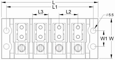 TGP-085-02A1 Spade Distribution Terminal Block 600V 85A 2 Pole | SHINING E&E INDUSTRIAL CO., LTD.