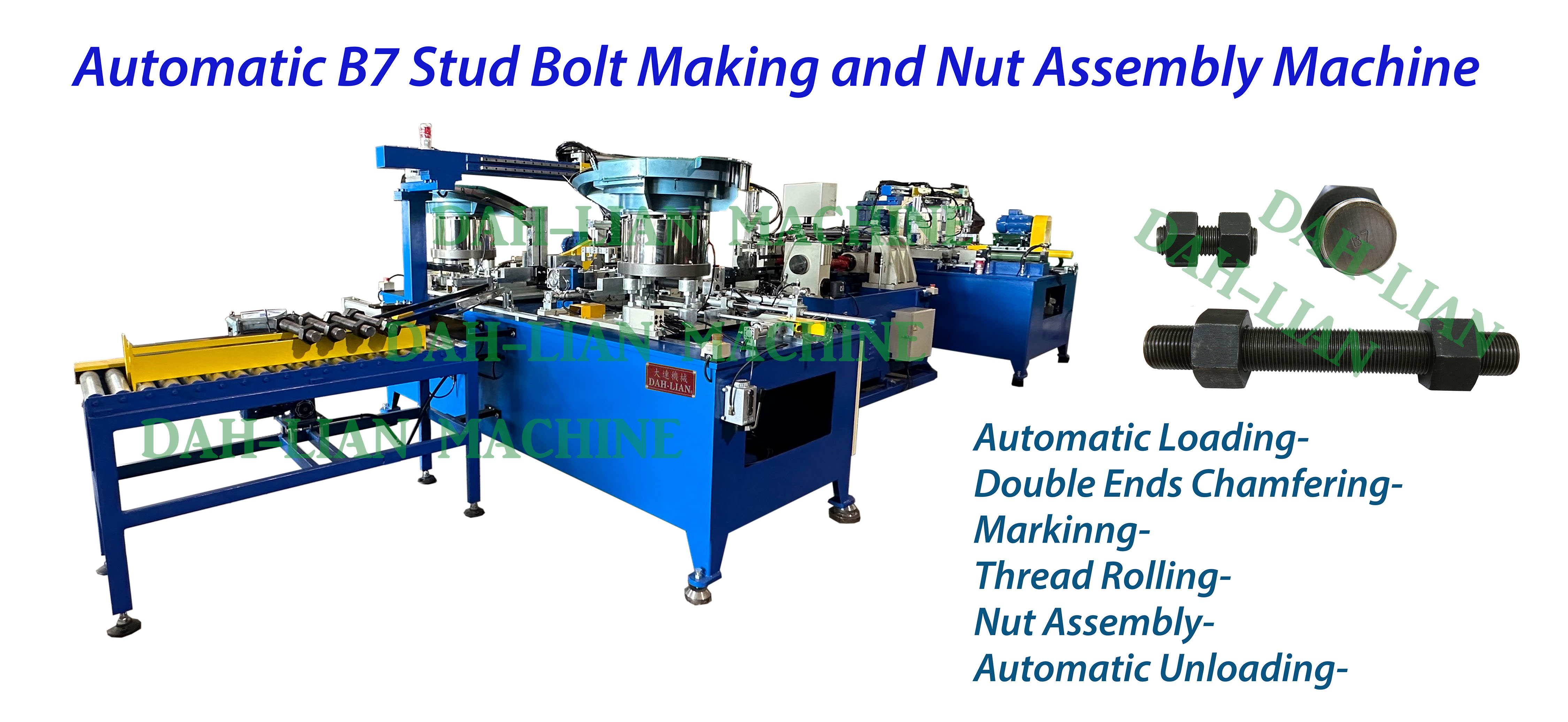Stud with Nut Assembly Machine, Automatic B7 Stud Bolt Making and Nut ...