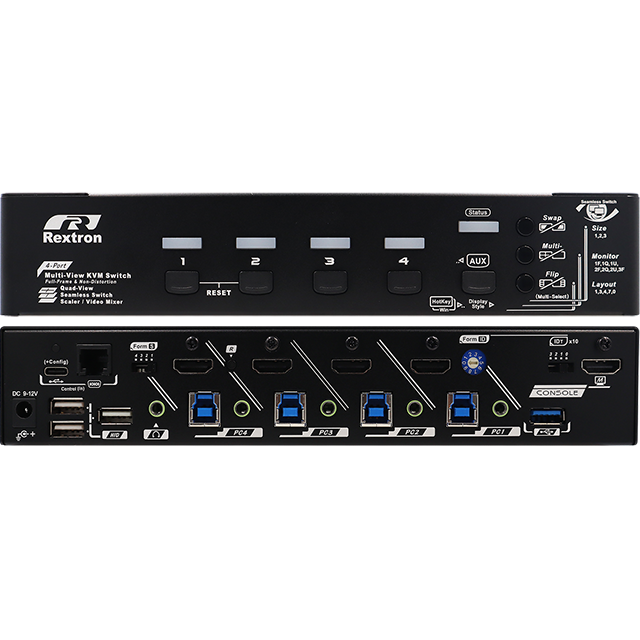 4 Ports HDMI 2.0 Quad-View KVM Switch With Seamless Switching, Serial ...