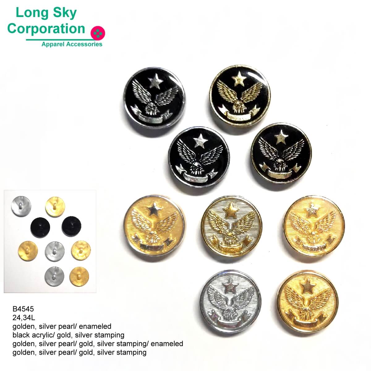 (B4545/24L,34L) eagle pattern hot stamping button for suit | Taiwantrade