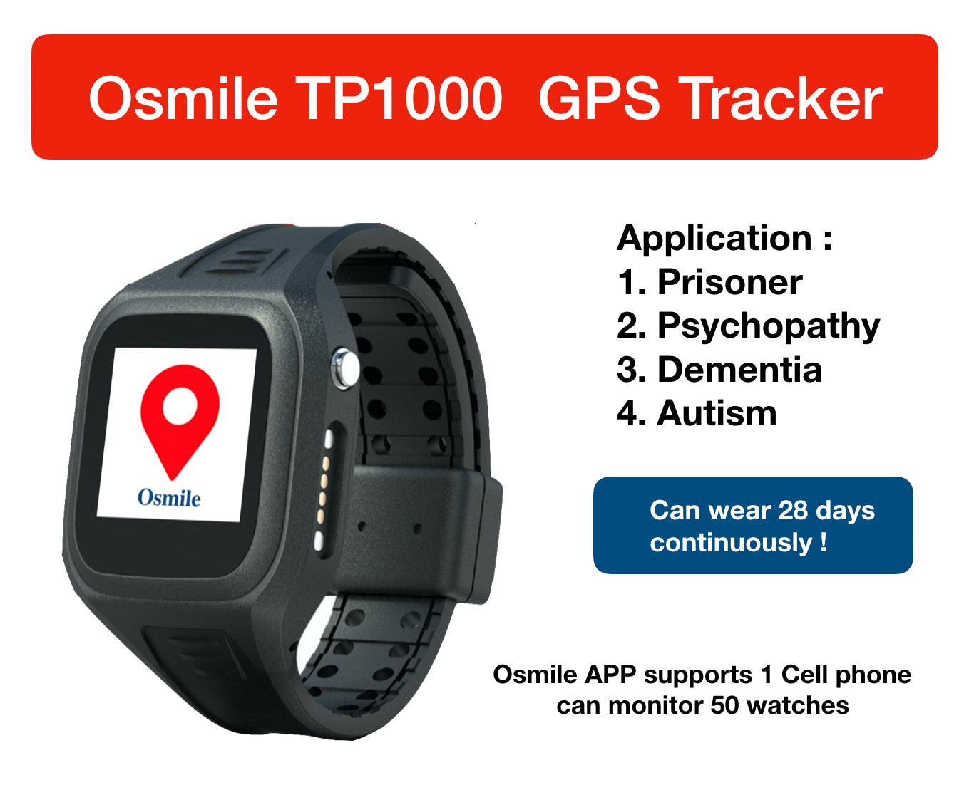Osmile TP1000 for Prisoner, Offender, Psychopathy, Dementia, Alzheimer ...