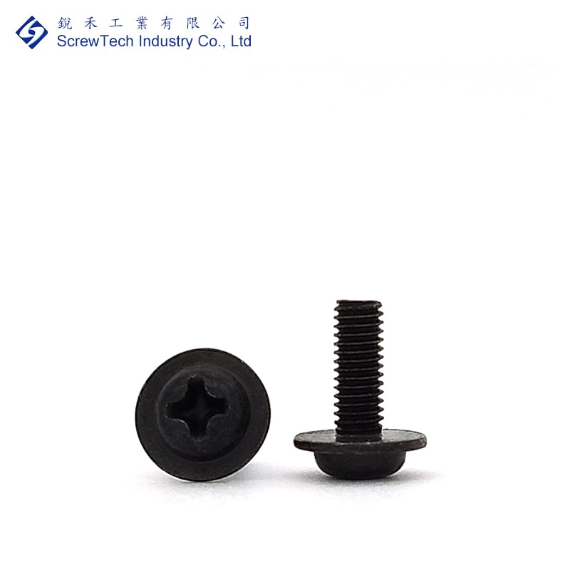 【ScrewTech】Pan Washer Head, Phillips, M3x8, Machine Screw, Black Zinc ...